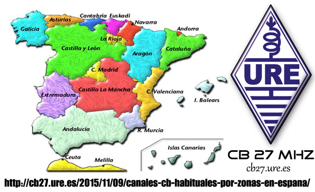 Canales CB habituales por zonas en España – URE CB27